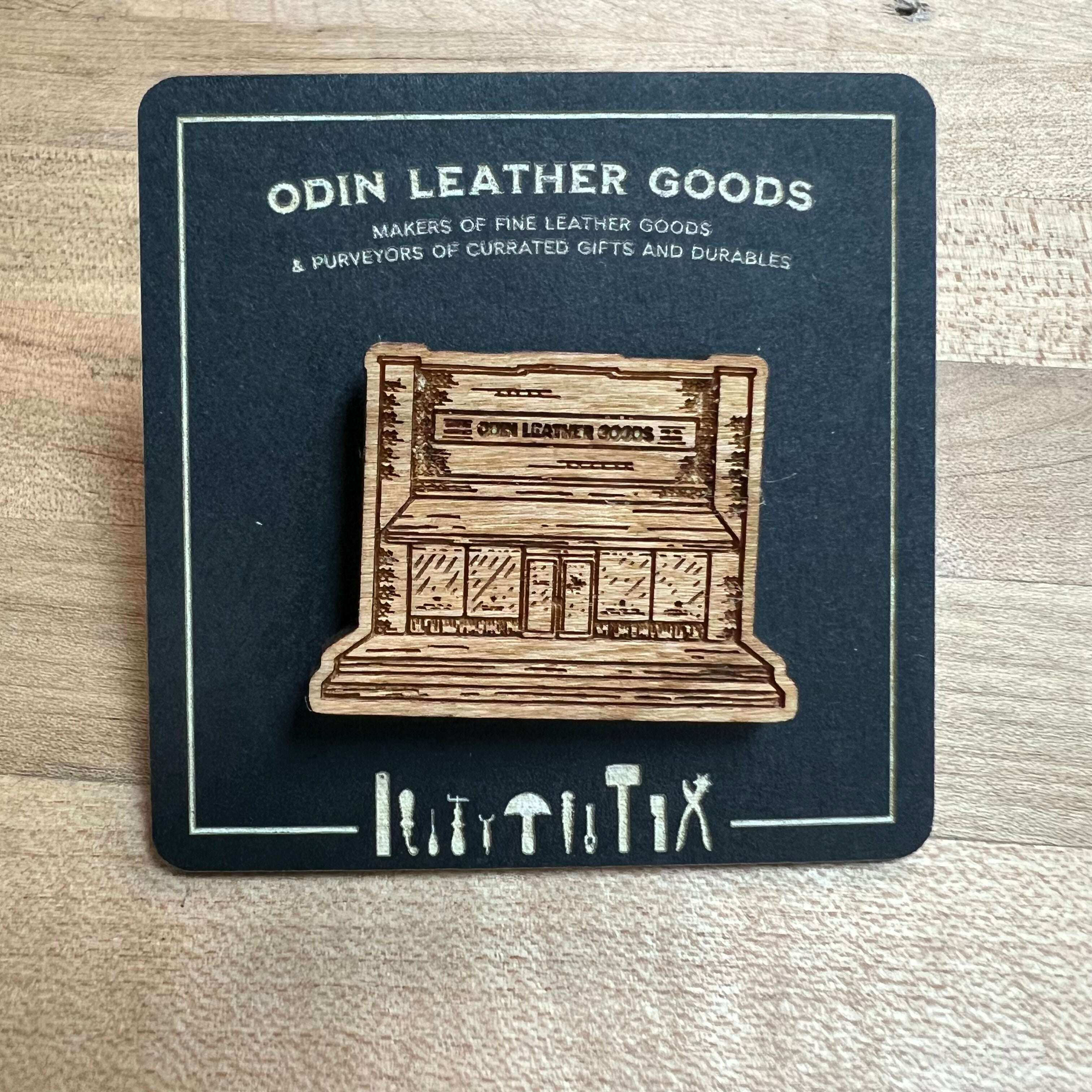 Olg Wooden Lapel Pins Odin Leather Goods