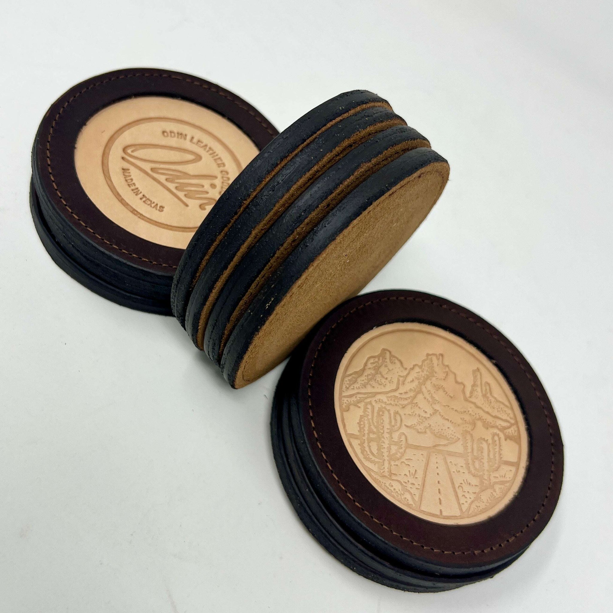Leather Coasters – Deluxe set of 4 | Odin Leather Goods