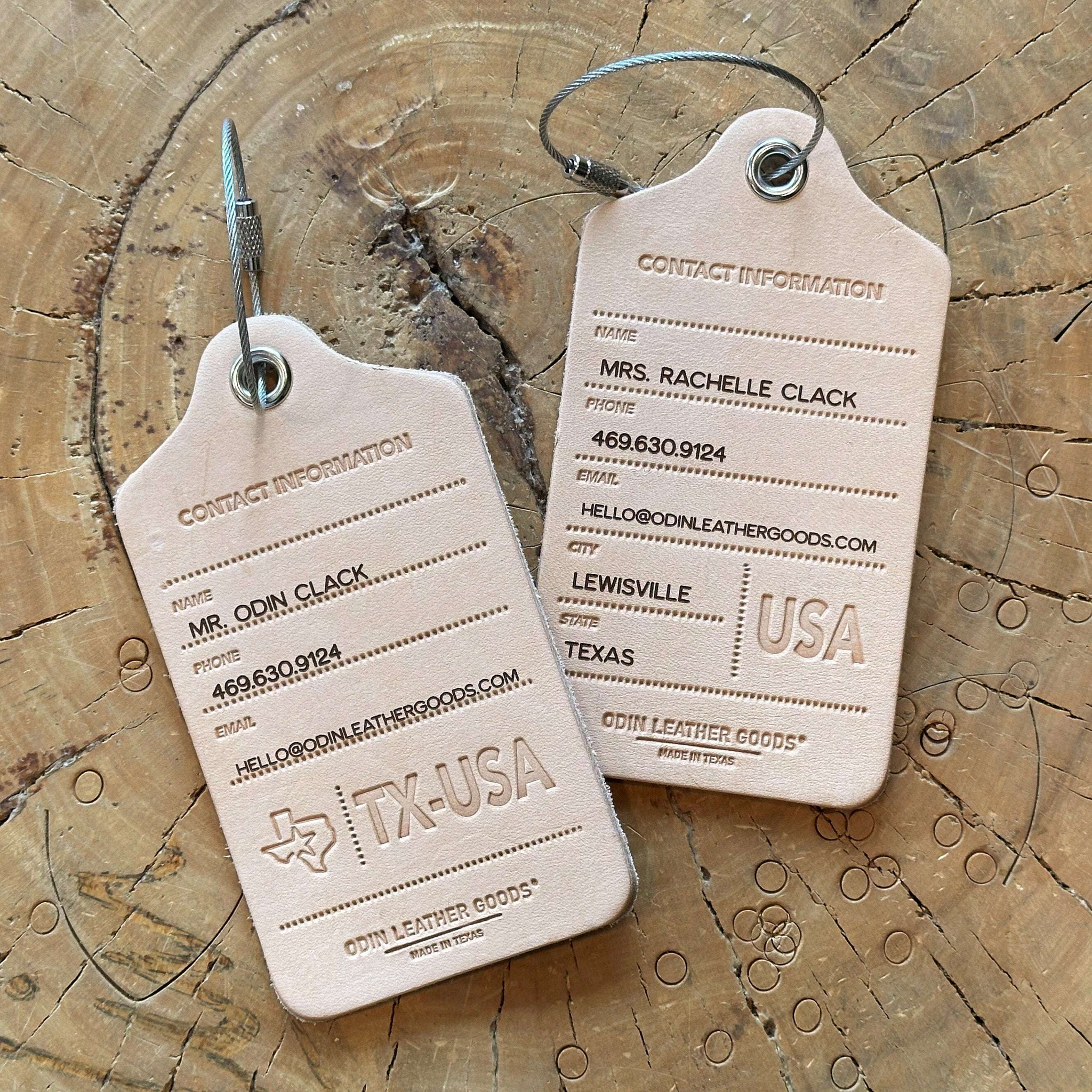 Leather Bag and Gear Tags – Can be Personalized | Odin Leather Goods