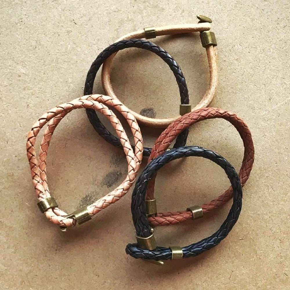 Hook + Loop Leather Bracelets – Braided & Solid Leather Styles | Odin ...